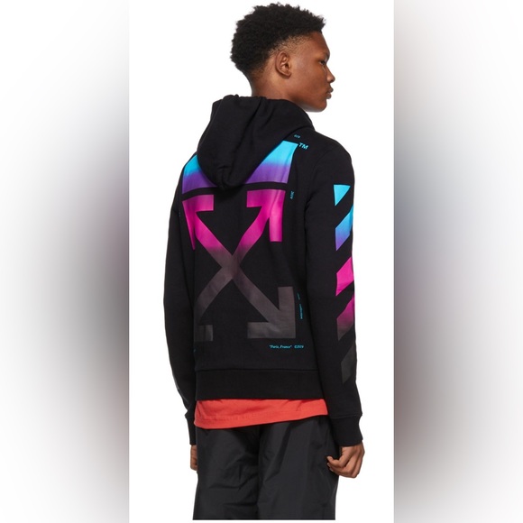 Off-White | Sweaters | Offwhite Black Diagonal Gradient Zip Hoodie ...
